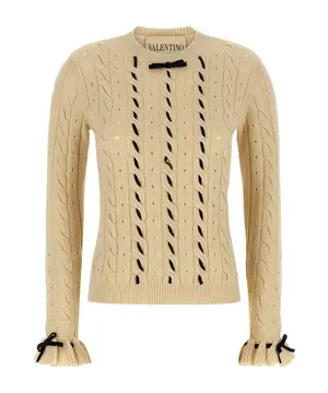 Valentino Garavani Cable Knit Jumper With Bow Detail