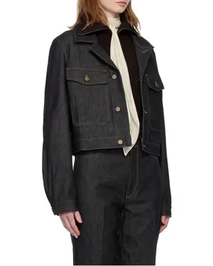 LEMAIRE Button-fastening Patch-pocket Denim Jacket - Black