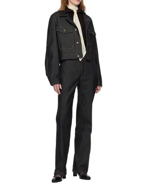 LEMAIRE Button-fastening Patch-pocket Denim Jacket - Black