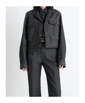 LEMAIRE Button-fastening Patch-pocket Denim Jacket - Black