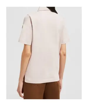 Moncler Logo Patch Polo Top With Classic Collar - Pink