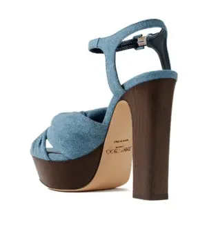 JIMMY CHOO Knotted Denim Platform Sandals