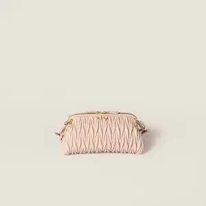 Miu Miu Caprice Matelassé Nappa Leather Clutch - Pink