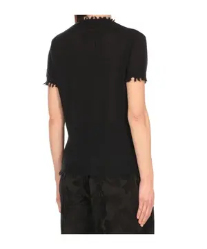 UMA WANG Distressed Crew Neck Short Sleeve Sweater