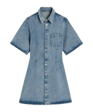 AMI Paris Short Sleeve Shirt Dress - Gray