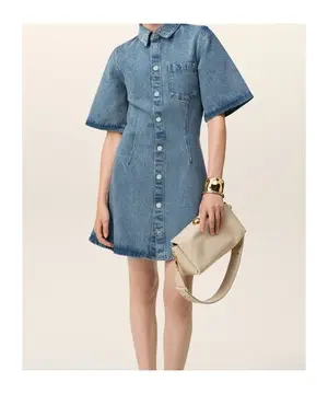 AMI Paris Short Sleeve Shirt Dress - Gray