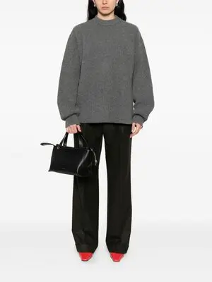 JIL SANDER Crew Neck Sweater With Asymmetrical Detail - Gray
