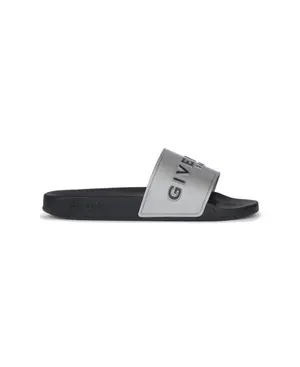 Givenchy Metallic-effect Logo Slides - Silver