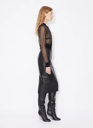 Alaïa Leather Midi Skirt