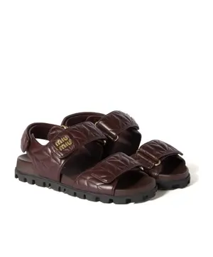Miu Miu Logo-lettering Quilted Sandals - Black