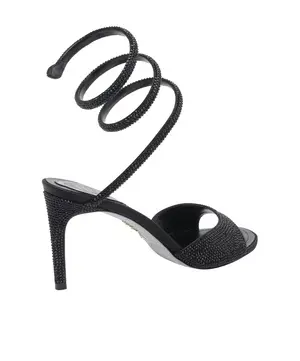 Rene Caovilla Embellished Crystal Stiletto Sandals - Black