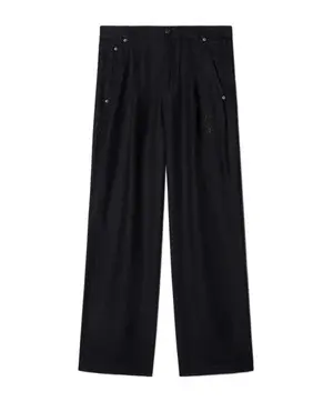 Off-White High-rise Wide-leg Embroidered Pants