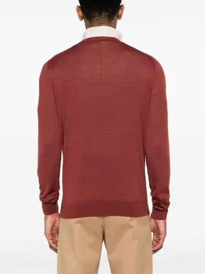Colombo Fine-knit V-neck Jumper - Red