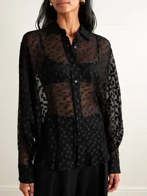 Stella McCartney Sheer Polka Dot Chiffon Shirt