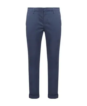DONDUP Mid-rise Straight Leg Cotton Trousers - Blue