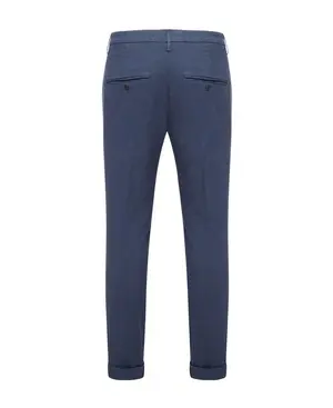 DONDUP Mid-rise Straight Leg Cotton Trousers - Blue