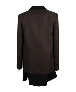 Sacai Double-breasted Wool Coat - Black