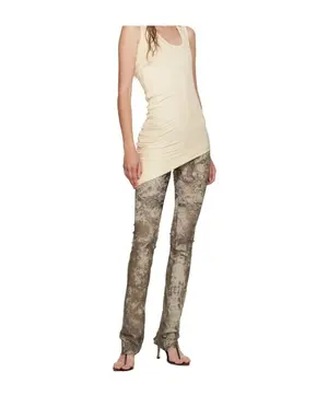 JEAN PAUL GAULTIER The Médaillon Pants" Transparent Tulle Graphic Print Skinny Trousers