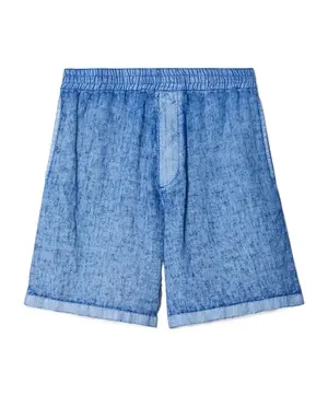 Burberry Equestrian Knight Motif Turn-up Cuff Shorts - Blue