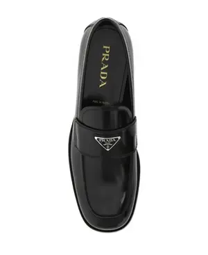 Prada Logo Plaque Slip-on Loafers - Black