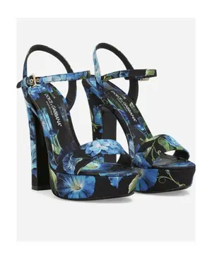 Dolce & Gabbana Printed Charmuese Platform Sandals