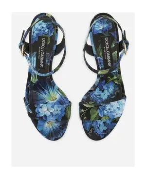 Dolce & Gabbana Printed Charmuese Platform Sandals