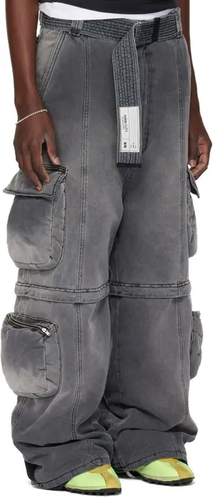 LU'U DAN Wadded Denim Cargo Overalls