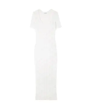 Alaïa Round Neck Short Sleeve Crochet Dress