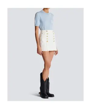 Balmain Embellished Coin Button Mini Skirt