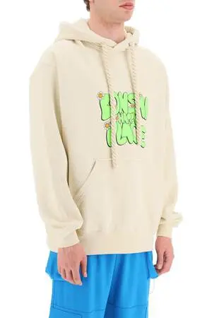 BONSAI Slogan Printed Drawstring Hoodie - White