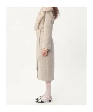 Valentino Garavani Open Front Belted Coat With Plush Neckline