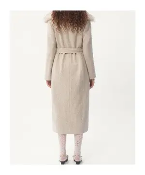 Valentino Garavani Open Front Belted Coat With Plush Neckline