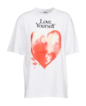 MSGM Graphic Heart Print T-shirt - White