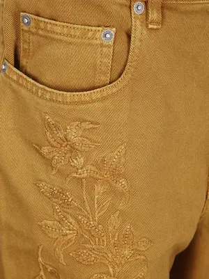 GOLDEN GOOSE Kim Floral Embroidered Pants - Brown