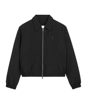 AMI Paris De Coeur Zip-up Bomber Jacket - Black