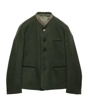 Prada Long Sleeve Wool Jacket With Leather Trim