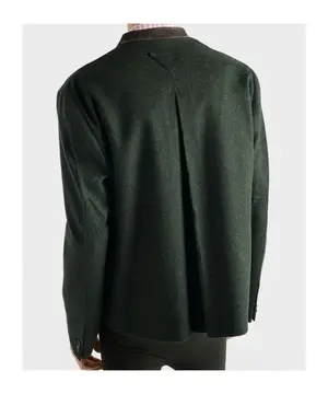 Prada Long Sleeve Wool Jacket With Leather Trim