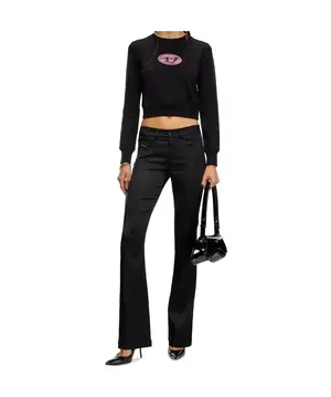 DIESEL® F-slimmy-od Cropped Sweatshirt With Cut-out Logo - Black