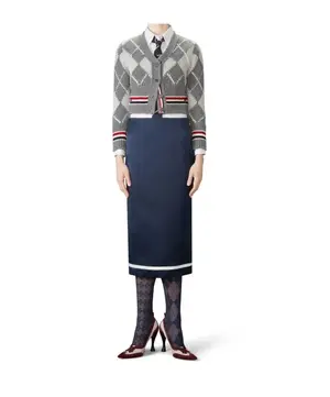 Thom Browne Argyle Intarsia Knitted Cardigan - No