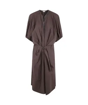 Brunello Cucinelli Embellished Belted Midi Dress - No