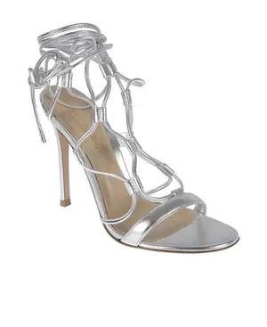 GIANVITO ROSSI Silver Strappy High Heel Sandals