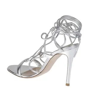 GIANVITO ROSSI Silver Strappy High Heel Sandals