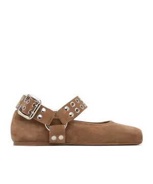 Alaïa Buckled Square Toe Ballet Flats - Brown