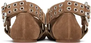 Alaïa Buckled Square Toe Ballet Flats - Brown