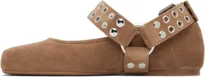 Alaïa Buckled Square Toe Ballet Flats - Brown