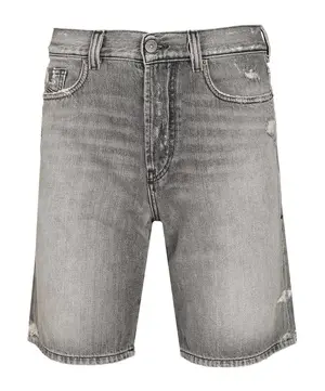 DIESEL® Regular Fit Distressed Denim Shorts - Gray