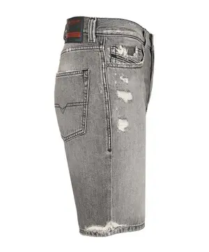 DIESEL® Regular Fit Distressed Denim Shorts - Gray