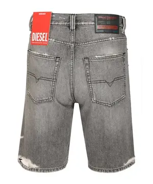 DIESEL® Regular Fit Distressed Denim Shorts - Gray