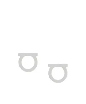 FERRAGAMO Salvatore Ferragamo Silver Gancini Logo Earrings White