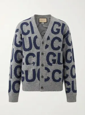 Gucci Logo Intarsia Button-up Cardigan